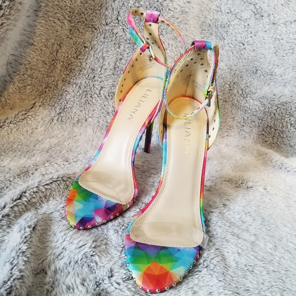 Shoes | Multicolor Studded Stiletto Sandals | Poshmark